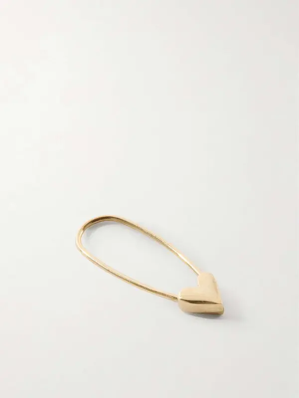 LOREN STEWART Mini Heart Safety Pin 14-karat Earring