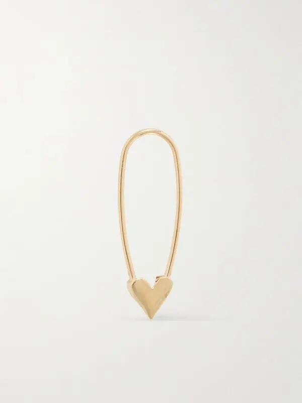 LOREN STEWART Mini Heart Safety Pin Earring - Gold