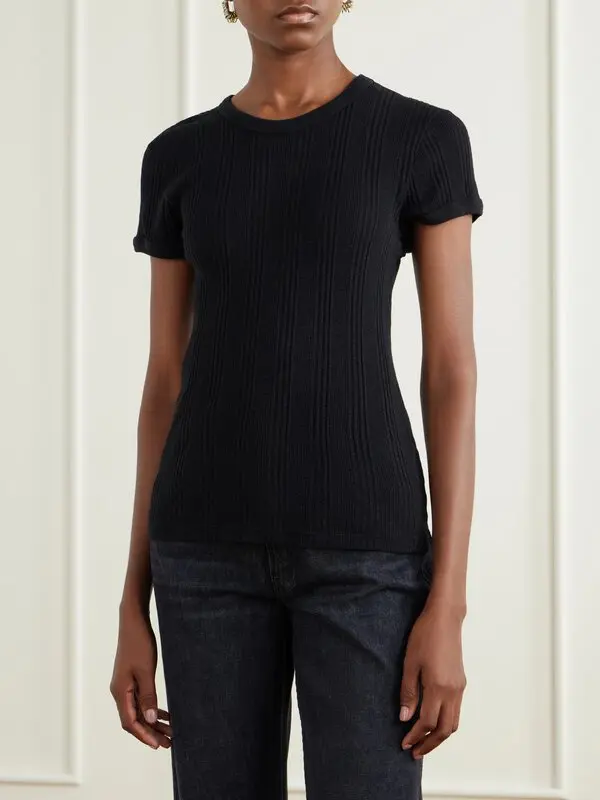 MOTHER The Itty Bitty Ringer Ribbed Cotton-jersey T-shirt