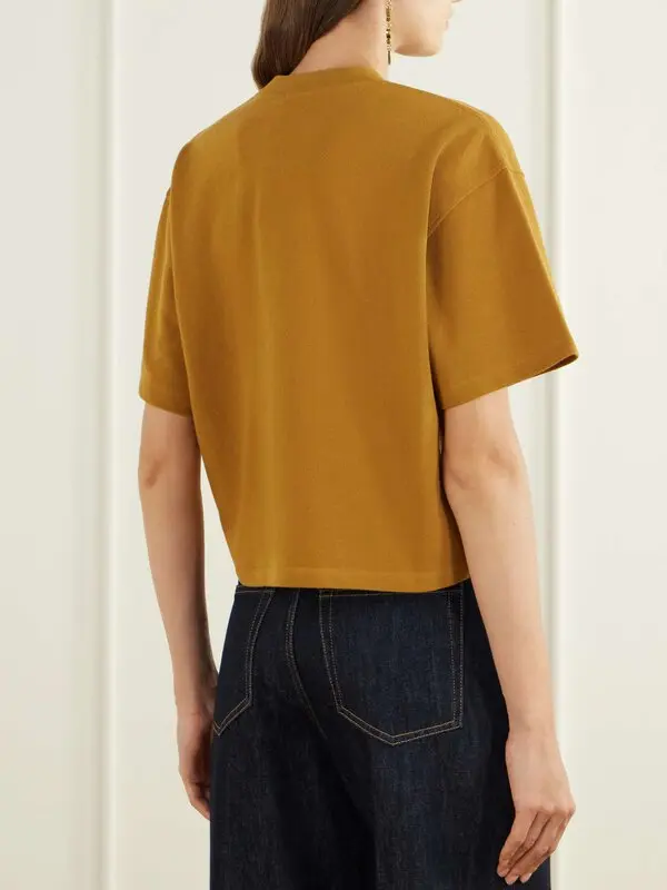 Saint Laurent Cassandre-embroidered Cotton-piqué T-shirt