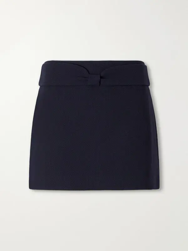 SHUSHU/TONG Bow-detailed Wool-ponte Mini Skirt - Blue