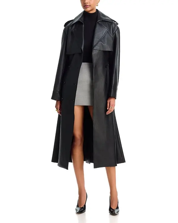 Bardot Luca Faux Leather Trench Coat