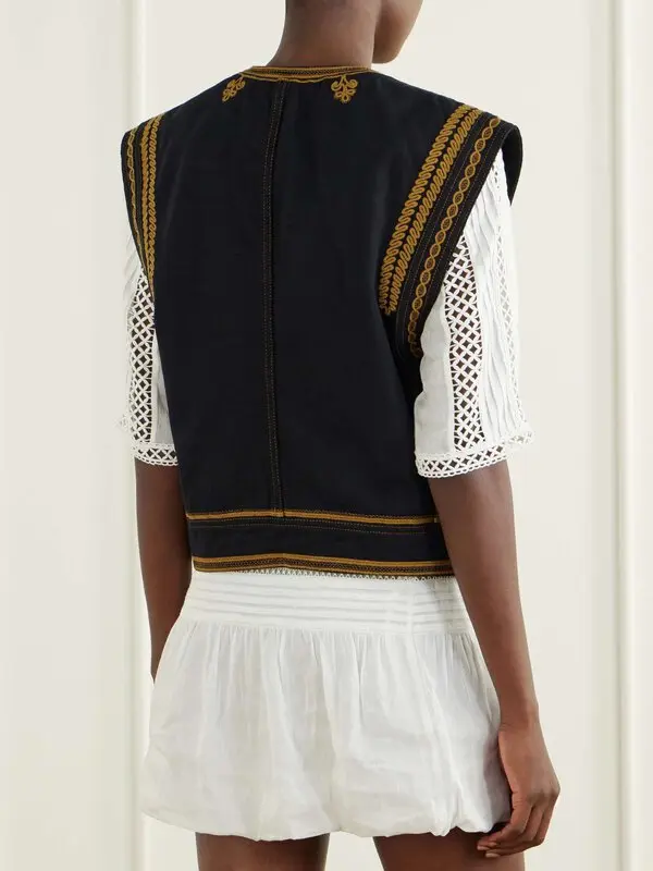 MARANT ETOILE Edmee Embroidered Cotton Vest