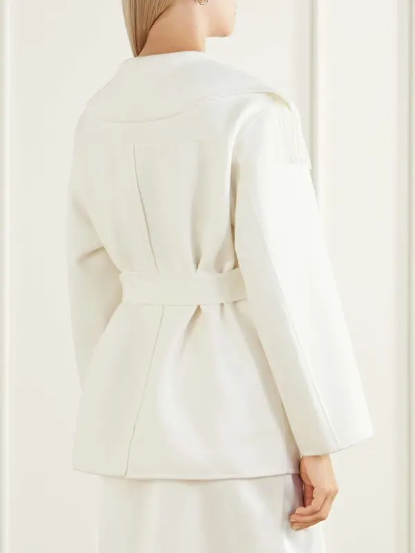 Simkhai Rowen Belted Fringed Wool-blend Jacket