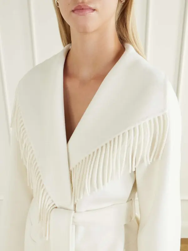 Simkhai Rowen Belted Fringed Wool-blend Jacket