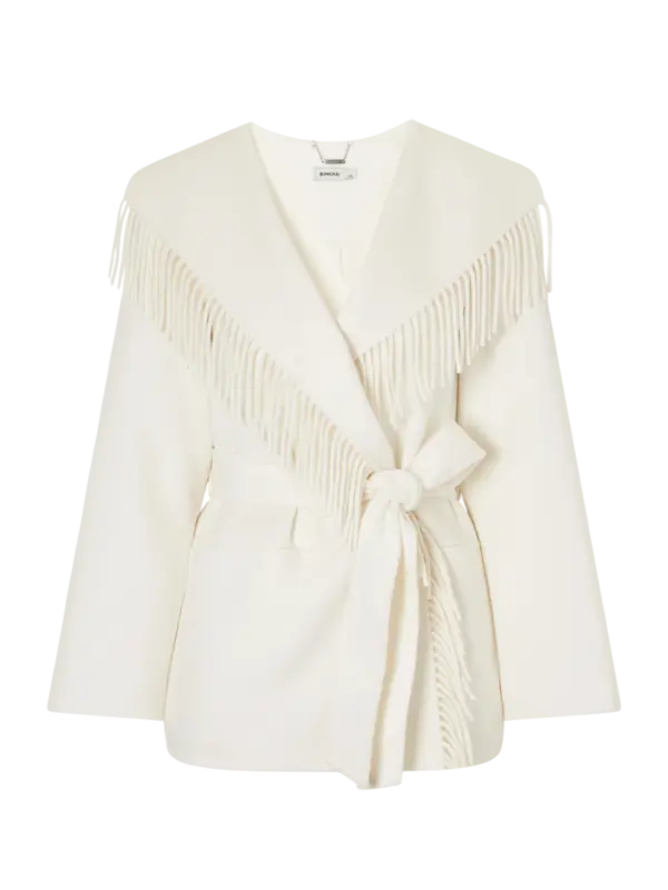 Simkhai Rowen Belted Fringed Wool-blend Jacket - White