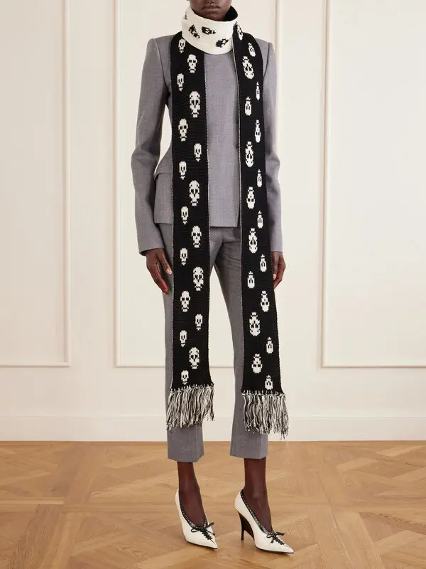 Alexander McQueen Skull-printed Cotton Scarf - Black