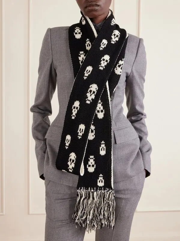 Alexander McQueen Skull-printed Cotton Scarf - Black