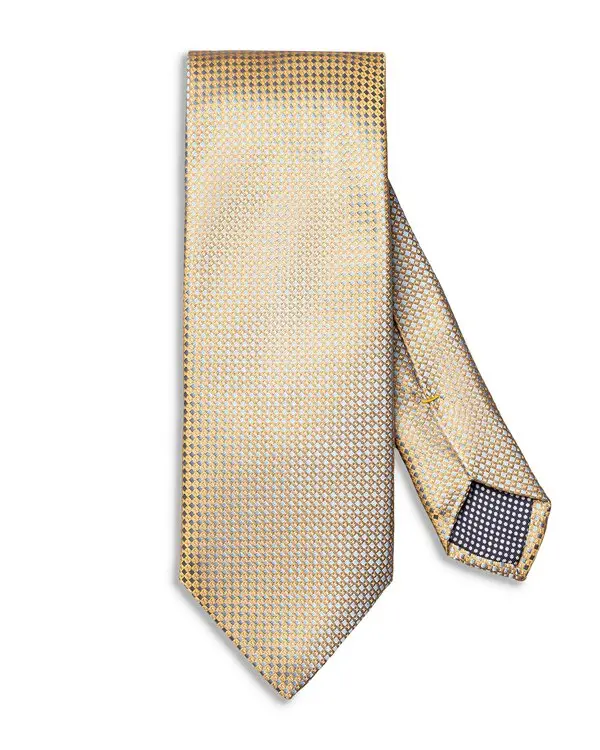 Eton Geometric Woven Silk Tie - Light Yellow