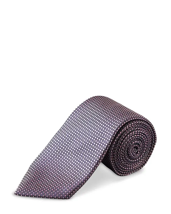 Eton Geometric Woven Silk Tie - Medium Pink