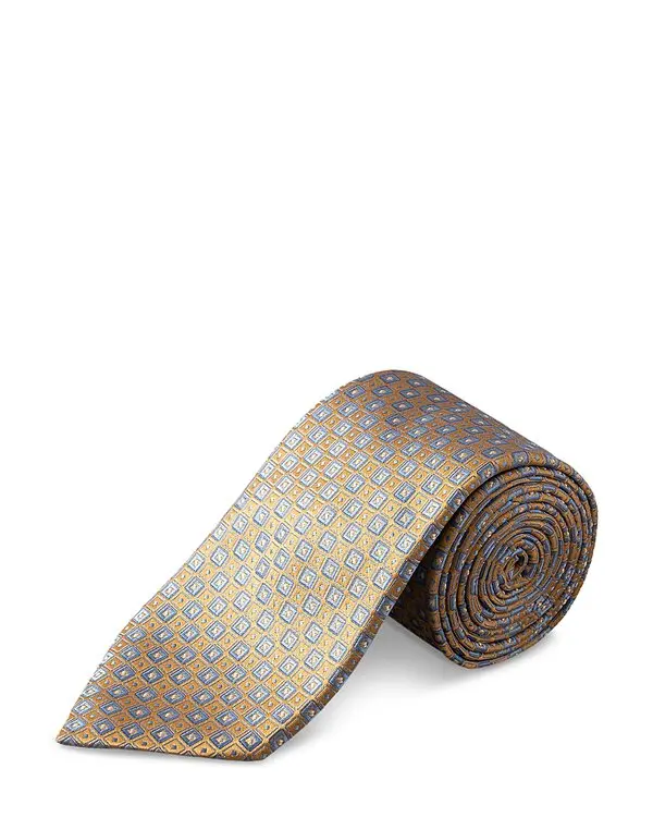 Eton Geometric Woven Silk Tie - Light Yellow