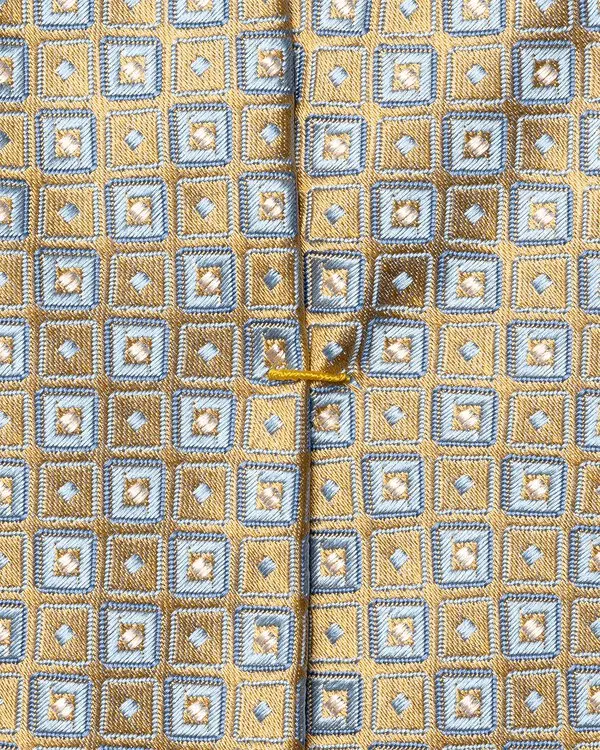 Eton Geometric Woven Silk Tie - Light Yellow