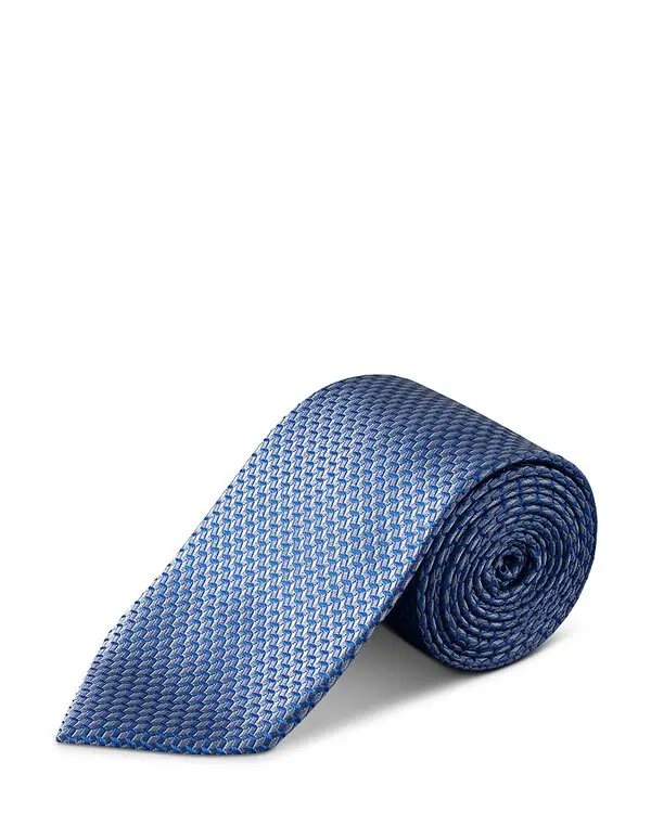 Eton Micro Geometric Woven Silk Tie - Blue