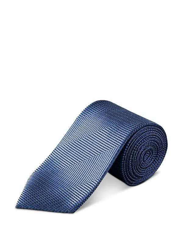 Eton Herringbone Woven Silk Tie - Blue