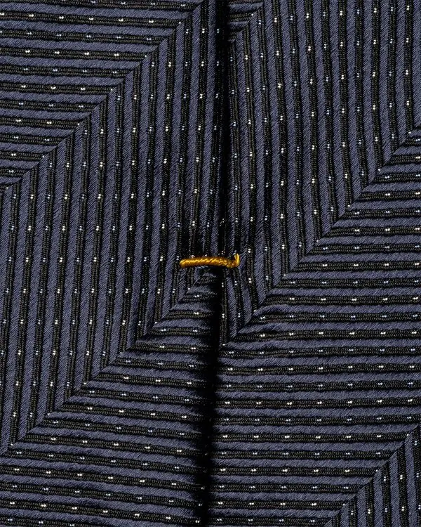 Eton Herringbone Woven Silk Tie - Navy