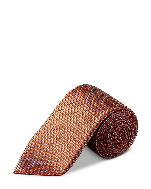 Eton Geometric Woven Silk Tie - Medium Orange