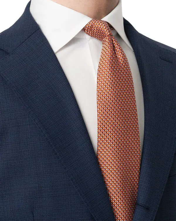 Eton Geometric Woven Silk Tie - Medium Orange