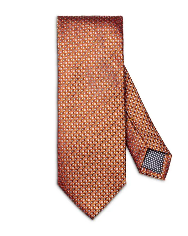 Eton Geometric Woven Silk Tie - Medium Orange