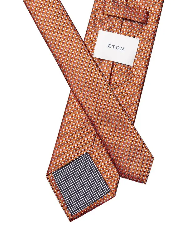 Eton Geometric Woven Silk Tie - Medium Orange