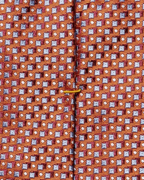 Eton Geometric Woven Silk Tie - Medium Orange