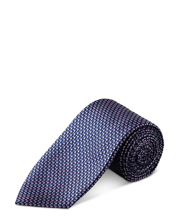 Eton Geometric Woven Silk Tie - Medium Pink