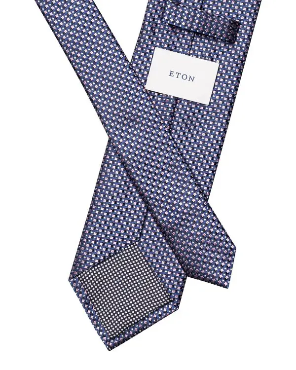 Eton Geometric Woven Silk Neck Tie - Medium Pink