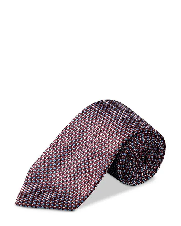 Eton Geometric Woven Silk Tie - Medium Red
