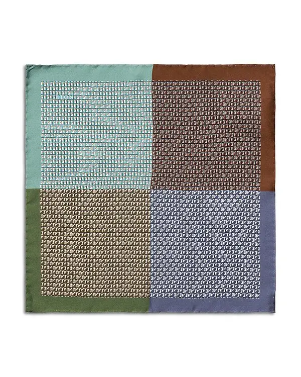 Eton Geometric Four Side Twill Pocket Square - Multi
