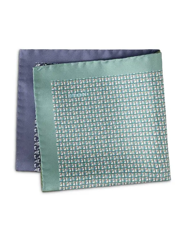 Eton Geometric Four Side Twill Pocket Square - Multi