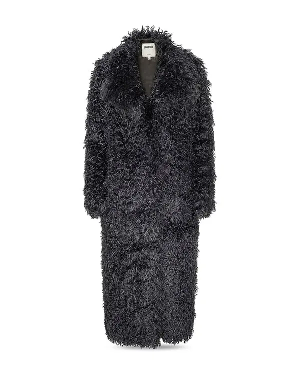 L'Agence Lizbeth Long Faux Fur Jacket - Grey Olive