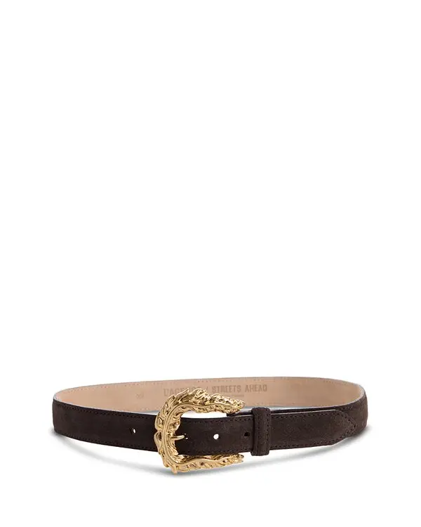 L'Agence Sedaris Feathered Buckle Suede Belt