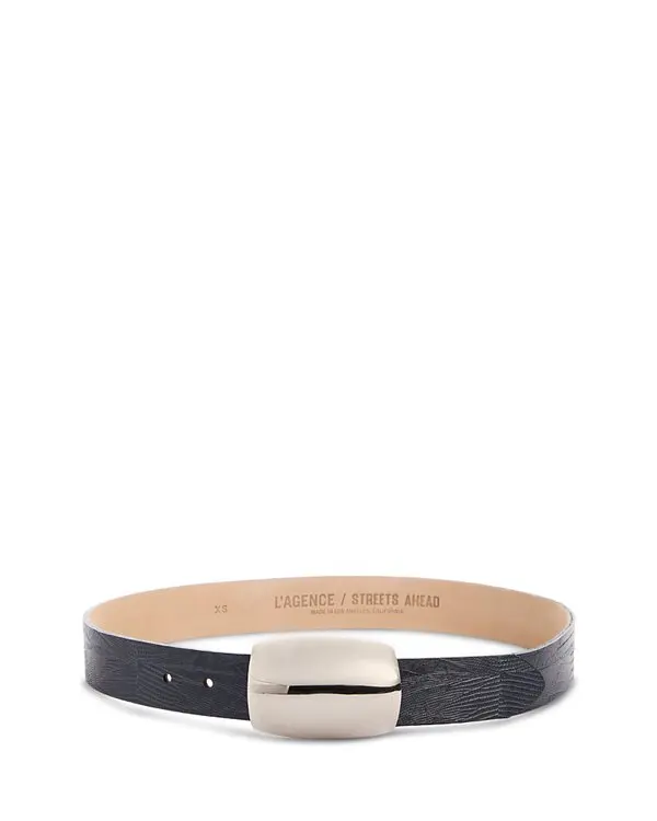 L'Agence Milou Domed Embossed Leather Belt