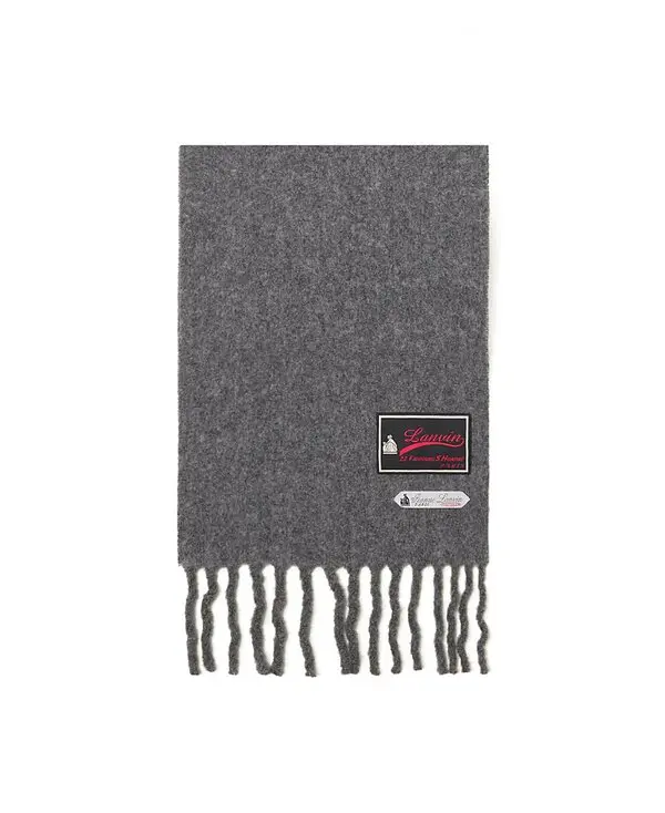 LANVIN Fringed Wool Scarf With 22 Faubourg Label - Charbon