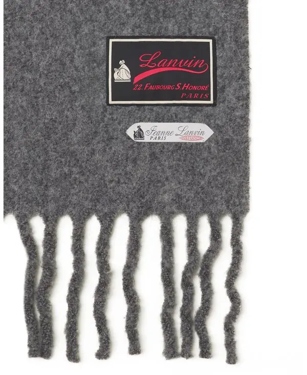 LANVIN Fringed Wool Scarf With 22 Faubourg Label