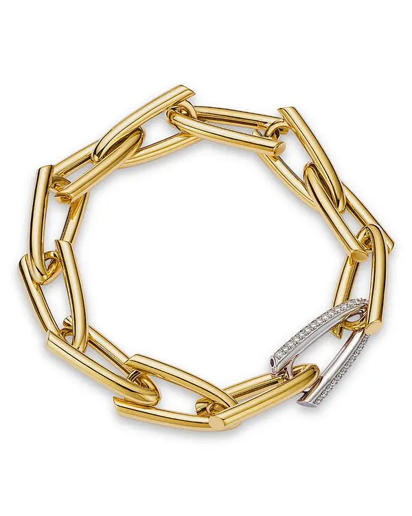 Roberto Coin 18k White & Yellow Bold Diamond Pave Open Link Bracelet, 1.55 Tcw - Gold