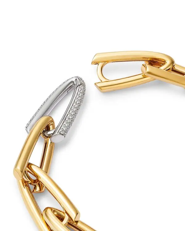 Roberto Coin 18k White And Yellow Diamond Pave Open Link Bracelet