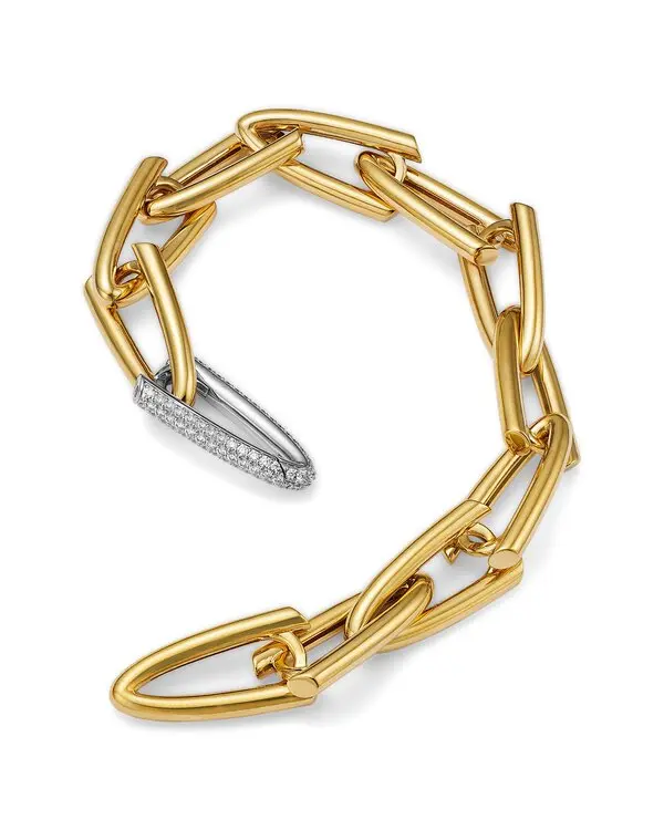 Roberto Coin 18k White And Yellow Diamond Pave Open Link Bracelet