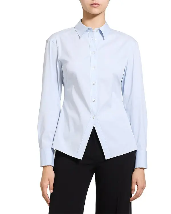 Theory Cutaway Collared Button Up Shirt - Cool Fog