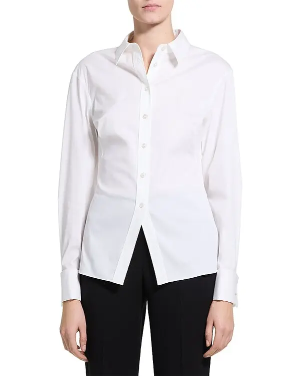 Theory Cutaway Collared Button Up Shirt - White