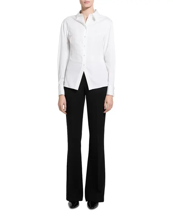Theory Cutaway Collared Button Up Shirt - White