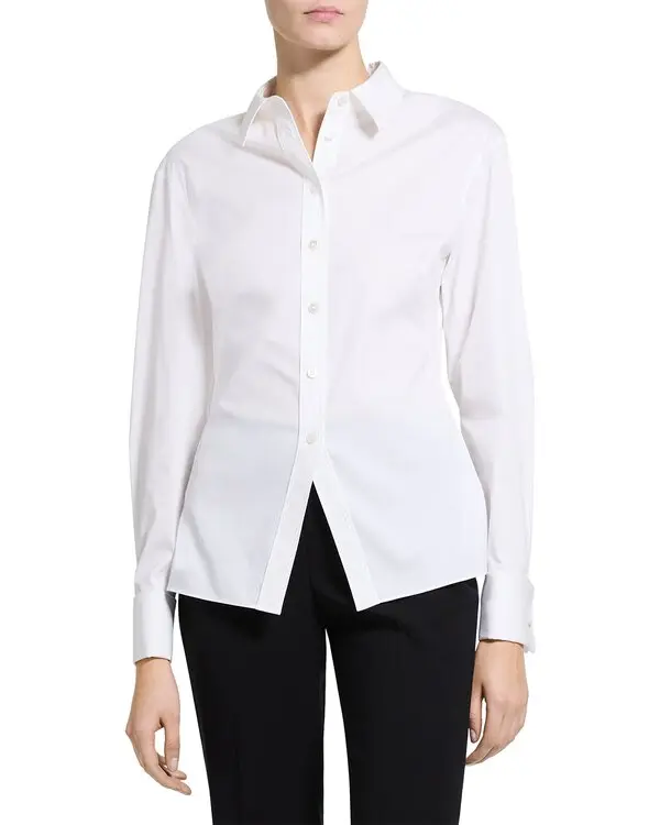 Theory Cutaway Collared Button Up Shirt - White