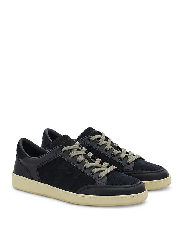FERRAGAMO Gancini Leather Sneakers - Navy