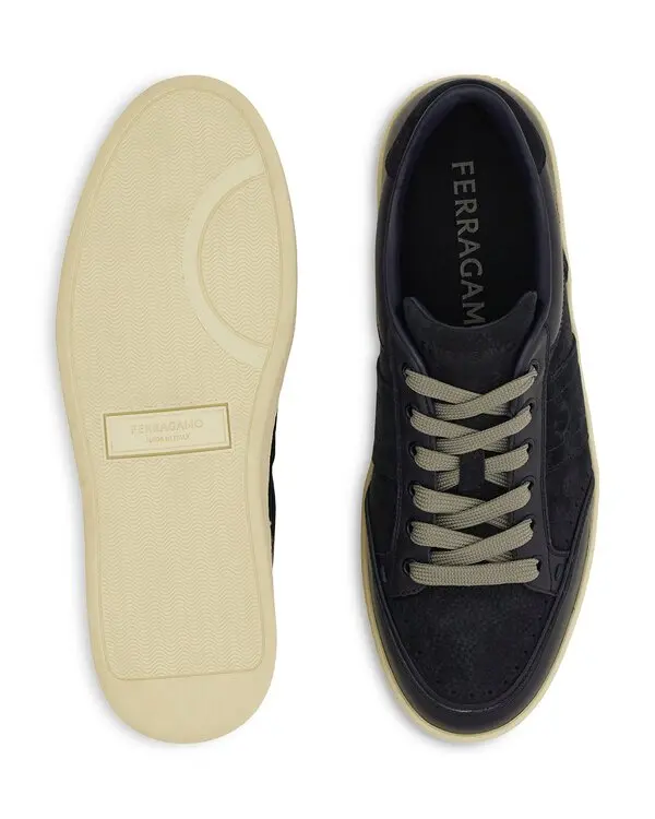 FERRAGAMO Gancini Leather Sneakers - Navy