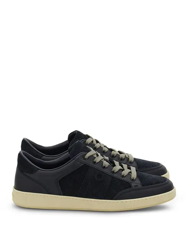 FERRAGAMO Gancini Leather Sneakers - Navy