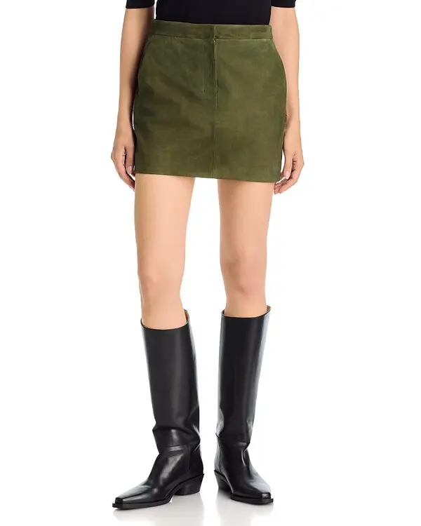 Theory Mini Leather Trouser Skirt - Ivy