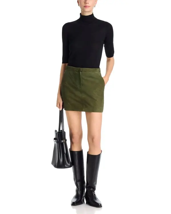 Theory Mini Leather Trouser Skirt - Ivy