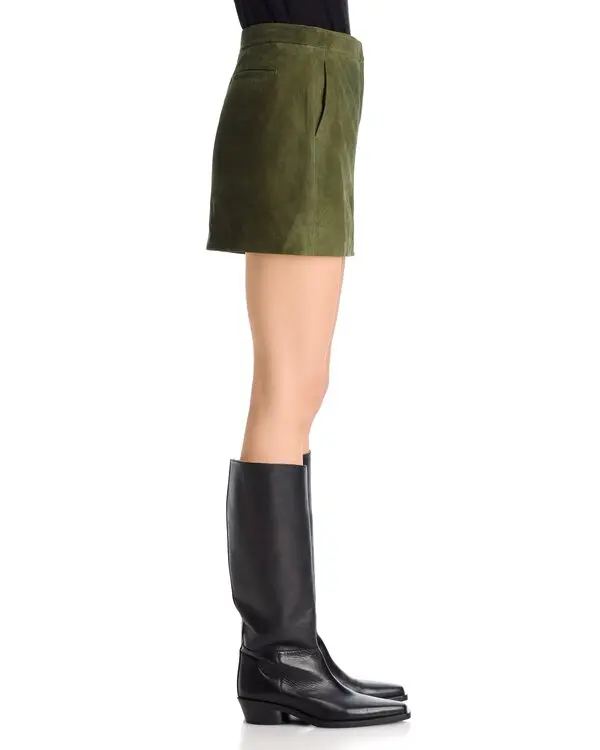 Theory Mini Leather Trouser Skirt - Ivy