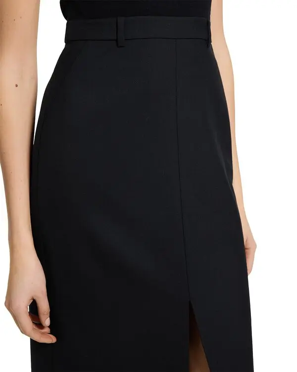 Theory Funnel Neck Sleeveless Draped Midi Dress - Black
