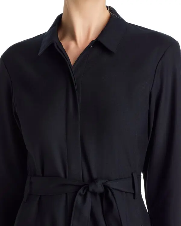 Theory Long Sleeve Belted Volume Drape Shirt Dress