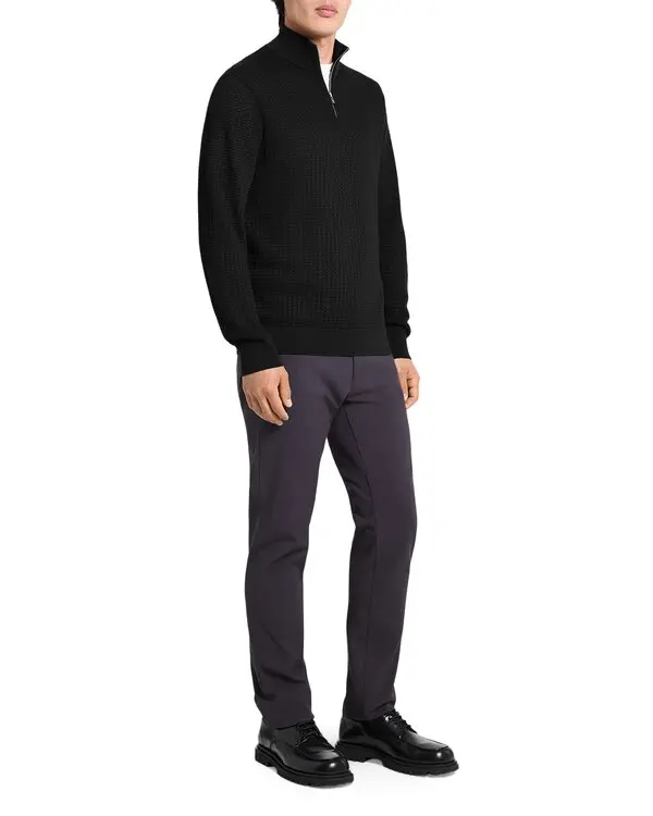 Theory Walton Cotton Quarter Zip Sweater - Black